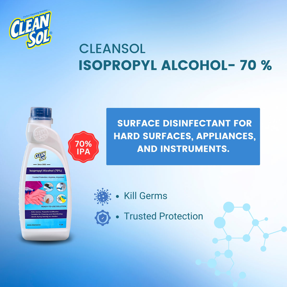Cleansol IPA 70% | Surface Disinfectant & Instant Sanitizer