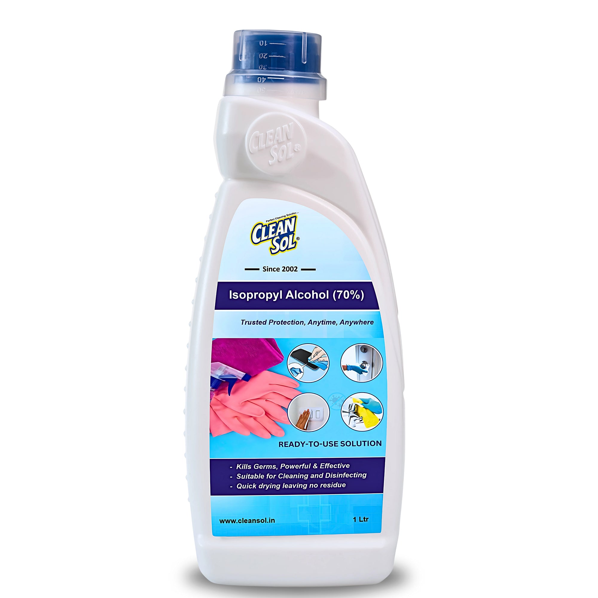 Cleansol Isopropyl Alcohol 70% Solution | Antibacterial Cleaner & Disi